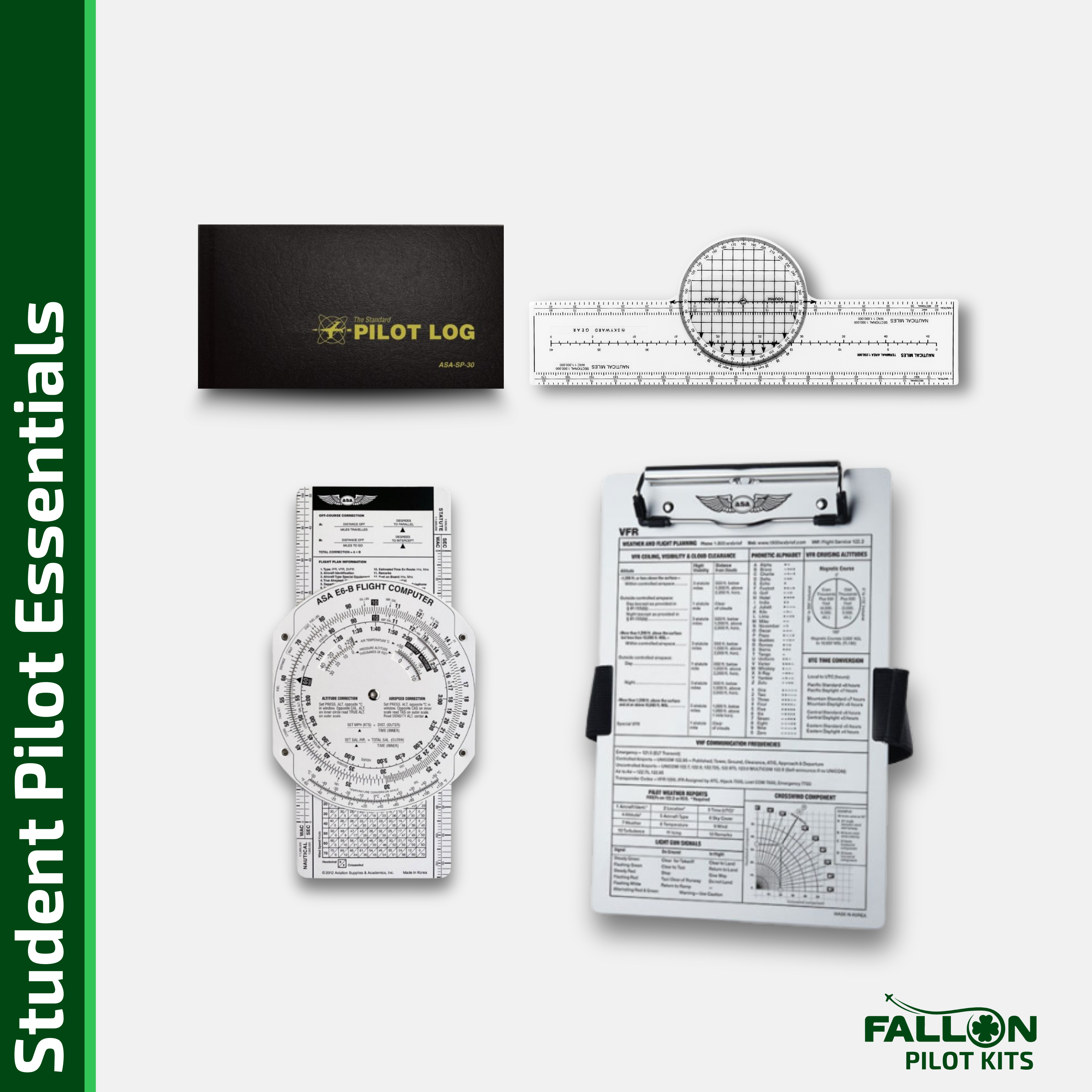 Student Pilot Essentials Kit – Kneeboard, Logbook & Flight Tools ...