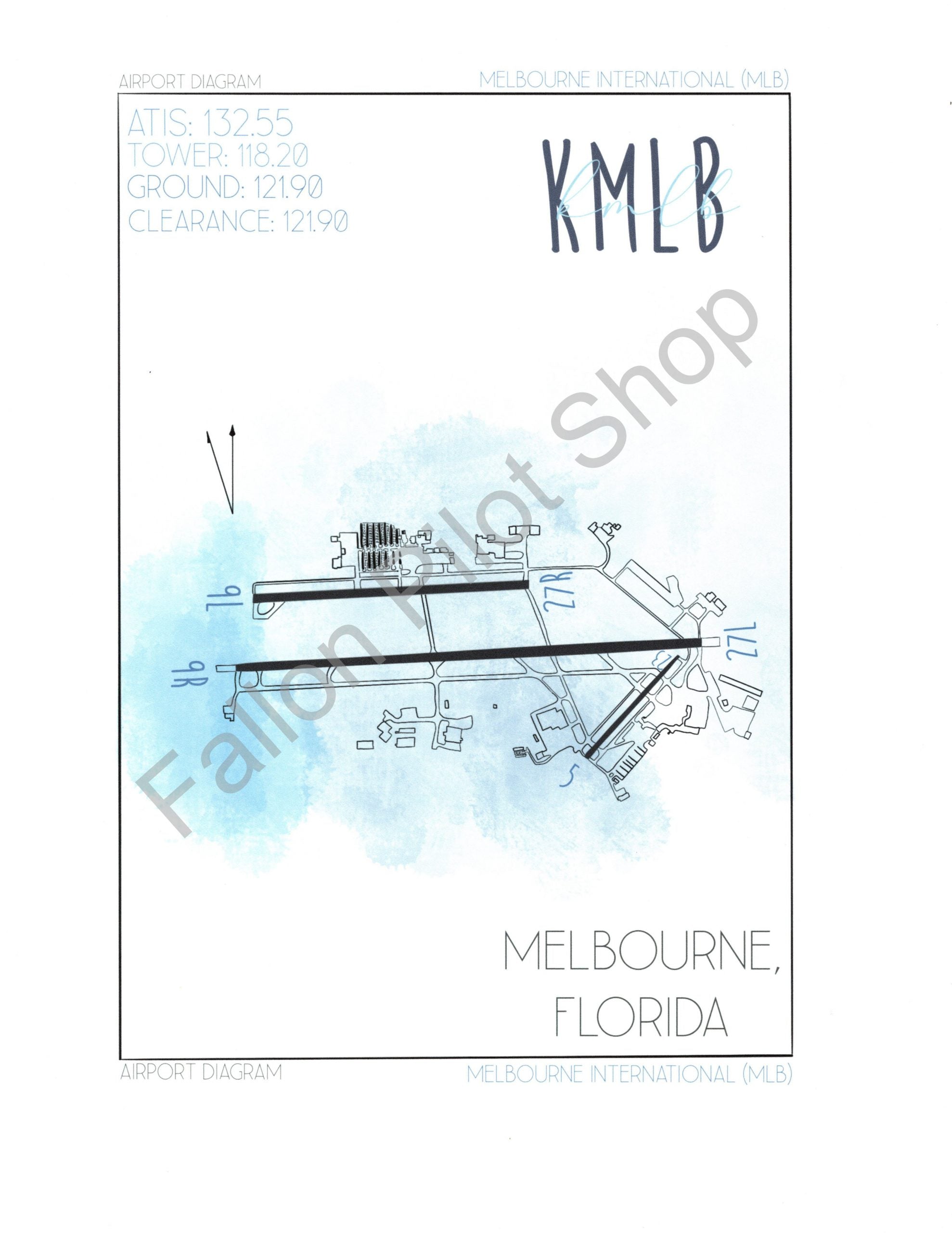 KMLB Airport Diagram- Blue – Fallon Pilot Shop